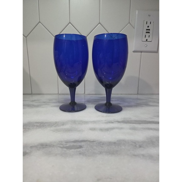 Pier 1 | Dining | Pier Cobalt Blue Glass Water Goblets 7 Tall 16 Oz Set ...
